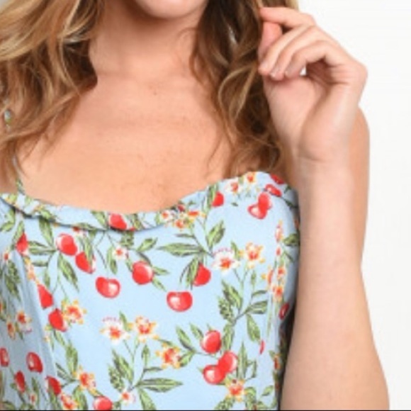 Le Lis | Dresses | Nwt Super Cute Le Lis Blue Cherry Romper S M L ...